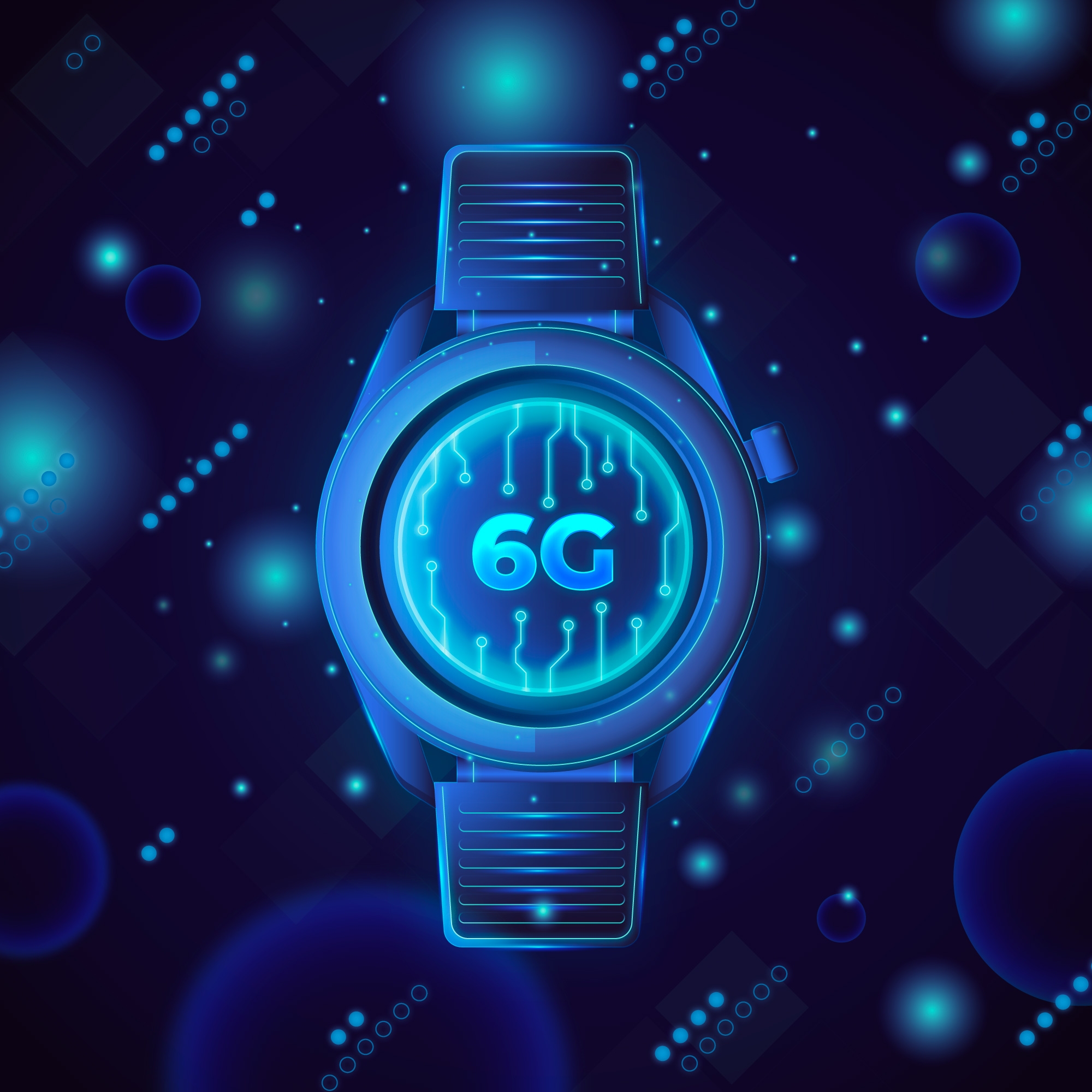 蓝色6G智能腕表素材下载